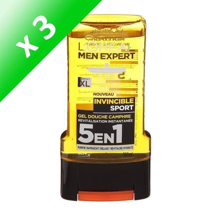 [LOT DE 3] MEN EXPERT Gel douche invincible - Pour homme - Sans paraben ...