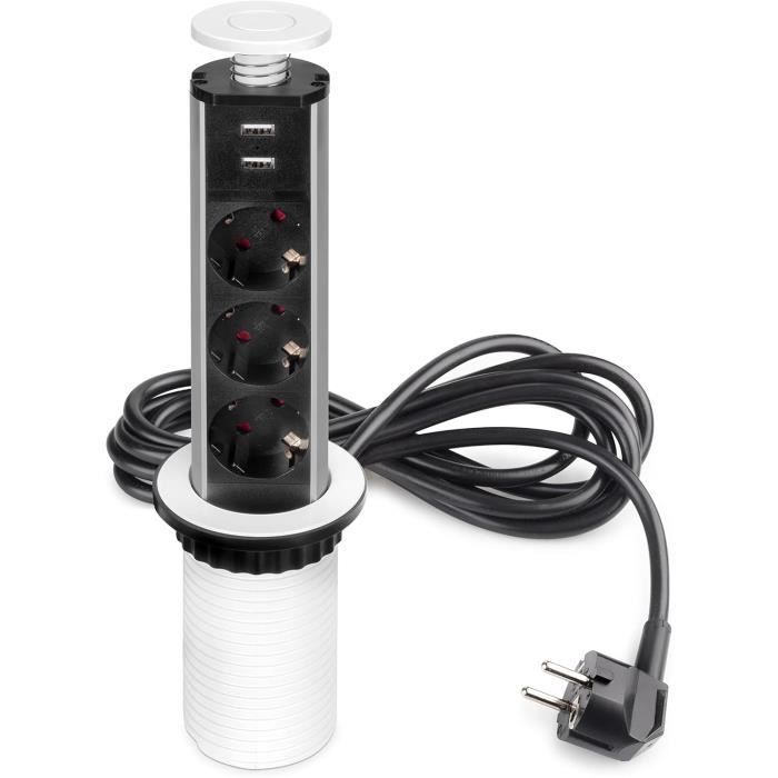 Bloc Multiprise Escamotable Avec 3 Prises Scheuo Eu Et 2 Ports Usb ...