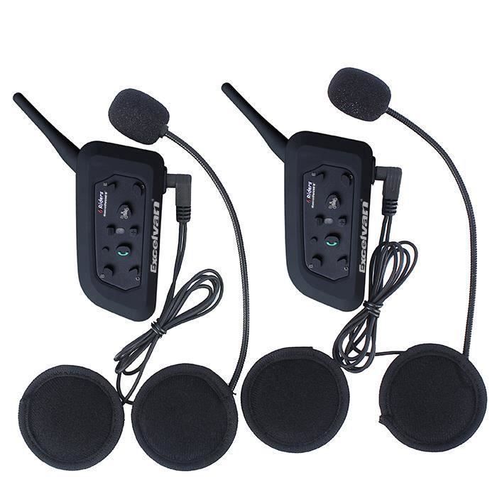 Excelvan V6 Interphone Moto Bluetooth Lot de 2 Intercom Haut-parleurs ...