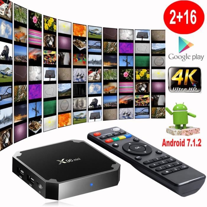 X96mini Android 7.1 4 Décodeur Stream tv Box Quad Core 2+16G 2.4GHz WiFi 4Kx2K HD Lecteur ...