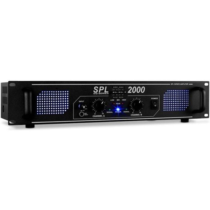 Skytec SPL 2000 - Amplificateur 2 x 1000 W EQ, égaliseur 3 bandes ...