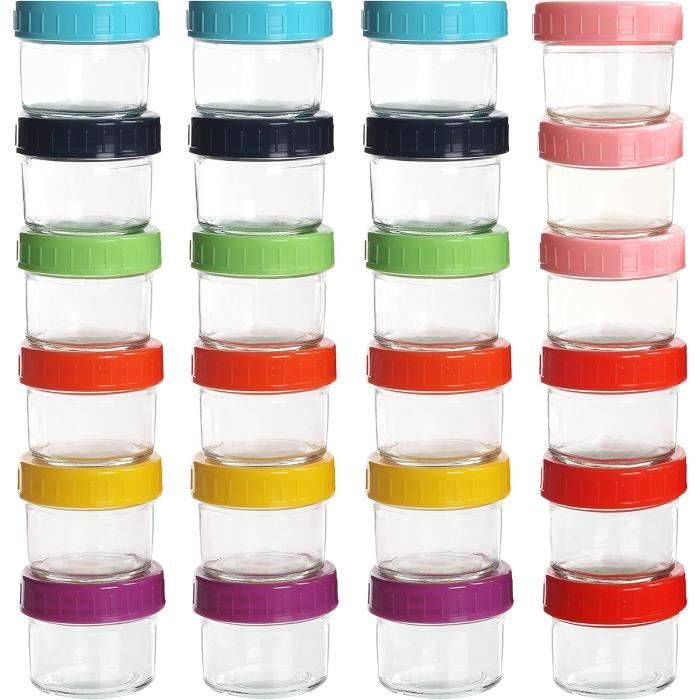 BELLE VOUS Pot en Verre avec Couvercle en Plastique (Lot de 24) - 100 ...