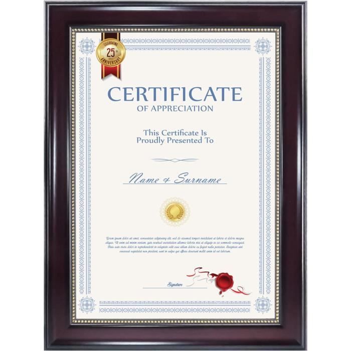 Cadre Diplome A4 Mural Bois Photo Format Certificat Documents sous ...