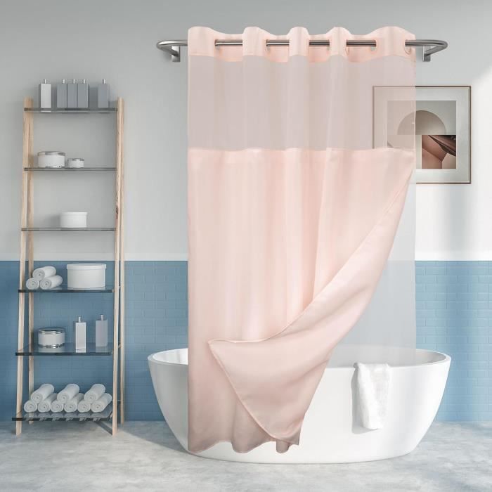 Rideau De Douche Texturé Sans Crochet Avec Doublure En Peva À Clipser ...