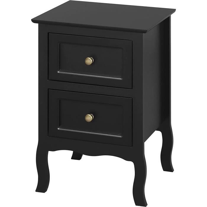 WOLTU Table de Chevet avec 2 Tiroirs, Table de Nuit Design Rétro et ...