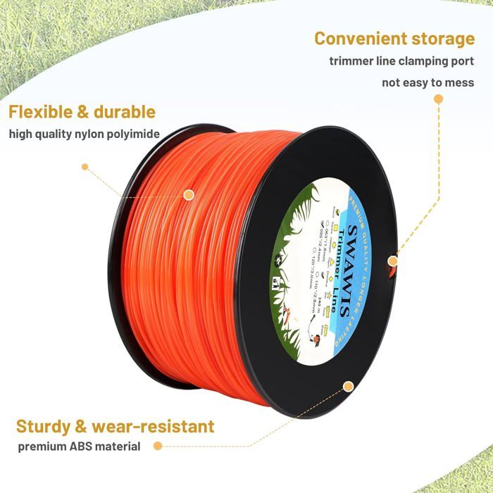 Fil de Coupe Nylon Rond 2,4mm/240M Boe de Tondeuse Trimmer Line de ...
