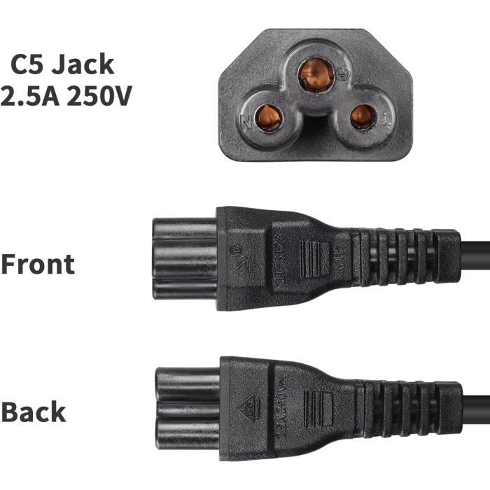 Câble d'alimentation C14 vers C5, IEC 320 C14 mâle vers C5 femelle ...