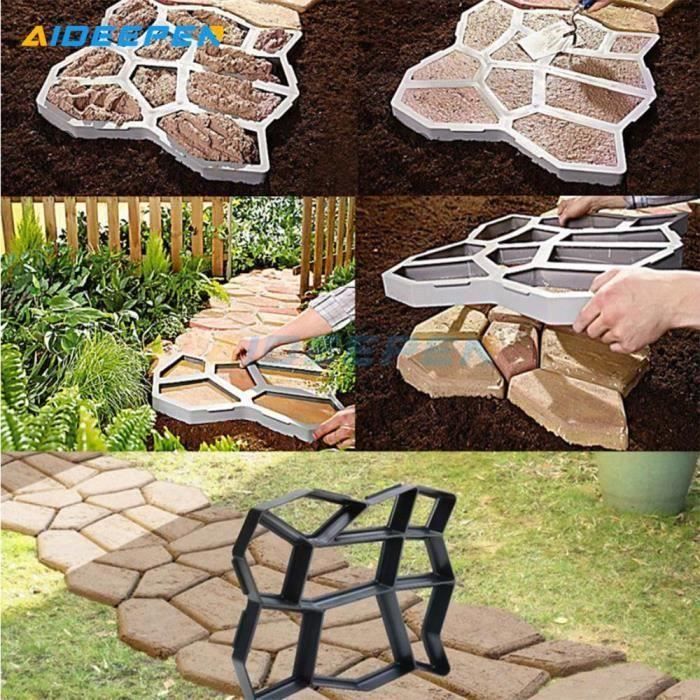 LIA Moule à Pavé Plastique Pavage Moyen Béton Moules Pierres Stepping ...