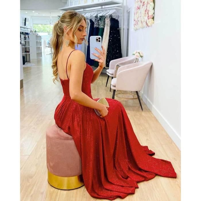 Robe Femme Sans Manches Chic Elégant Sexy Bohème Rouge Rouge