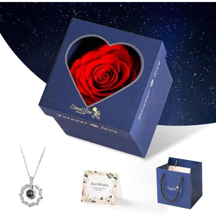 Rose Eternelle Avec Bijoux - Fleur Eternel Collier Argent Rouge Cadeau ...