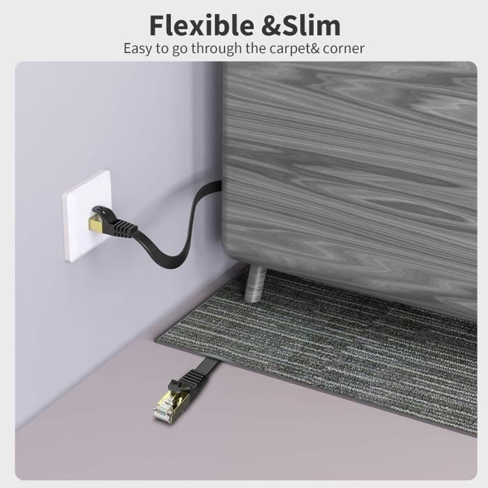 Cable Ethernet Rj45 Plat Cat 7 Câble De Réseau 10 Gigabit-s 0,5m.[Z85 ...