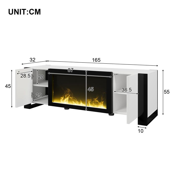 Meuble TV avec cheminée décorative - Cheminée électrique effet flamme ...