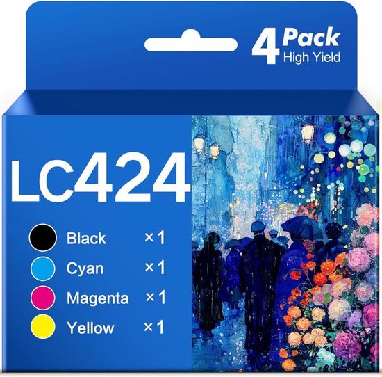 LC424 LC 424 Lot de 4 Cartouches compatibles avec Les imprimantes pour ...