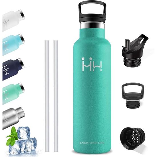 Gourde Isotherme 1l, Sans BPA, Gourde avec Paille, Anti Fuite, Gourde ...