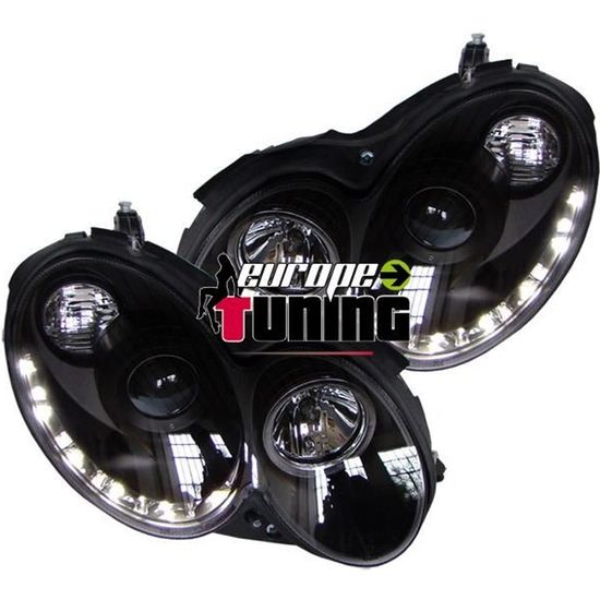 Phares design, set W209, 02-09 noir SET COMPLET pour: Mercedes CLK C209 ...
