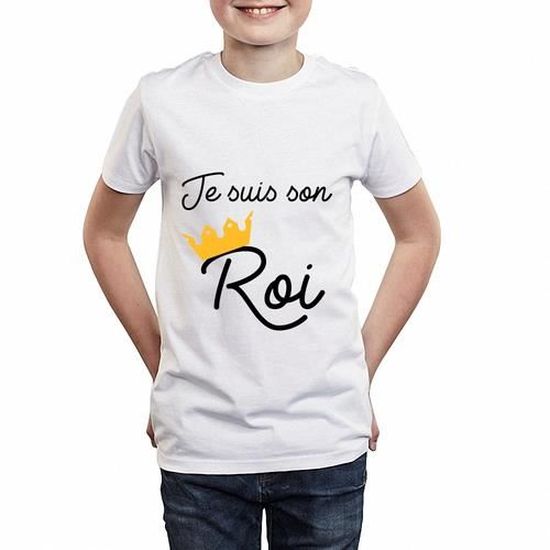 T-Shirt premium - Enfant - Blanc - JE SUIS SON ROI Blanc - Cdiscount ...