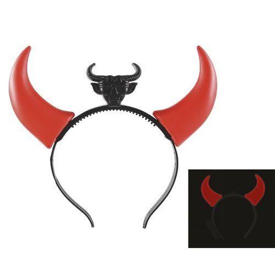 Serre-tête de diable - PTIT CLOWN - re51307 - grandes cornes lumineuses ...
