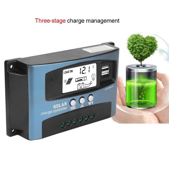 Régulateur solaire contrôleur - VGEBY - MPPT 100A - 12V 24V - Écran LCD - Protection intégrée ...