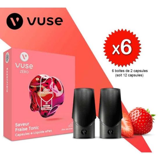 LOT DE 6 BOITES DE 2 CAPSULES FRAISE TONIC 0MG - VUSE - POUR EPEN3 ...