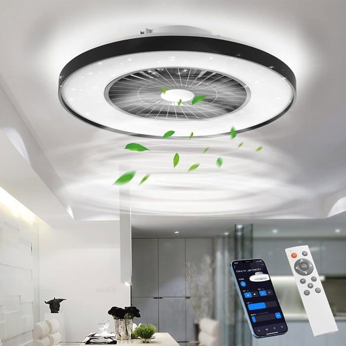 BKZO 60cm Smart LED Ceiling Light with Fan, Ceiling Fan Wind Speed ...