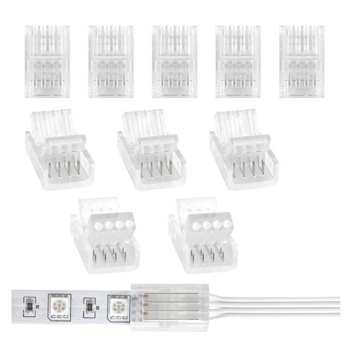 Pack de 10 connecteurs LED pour bandes LED, adaptés aux bandes LED RGB ...