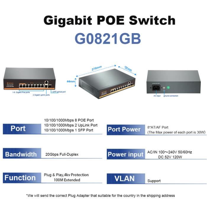 11 ports--TEROW – commutateur Gigabit intelligent AI, 11 ports 1000Mbps ...