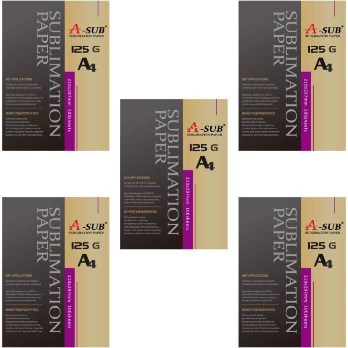 Papier sublimation A4 - A-SUB - 500 feuilles - 125 g/m² - Compatible ...