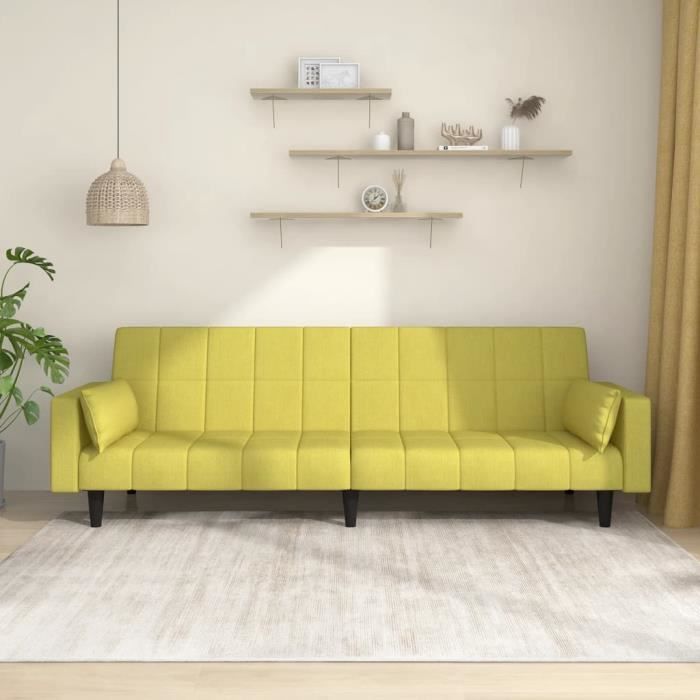 Rainbowin Canapé-lit à 2 places avec deux oreillers Vert Tissu AB337496 ...