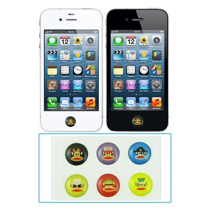 6 Stickers Autocollant bouton Home iPad iPhone - Achat / Vente sticker ...