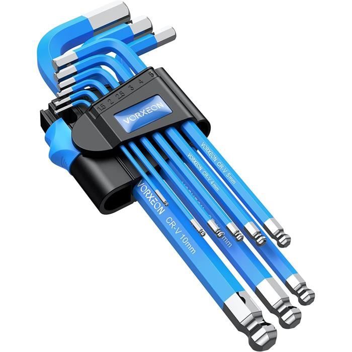 Clés Allen à tête sphérique métrique de 9 pièces, clefs Allen ...