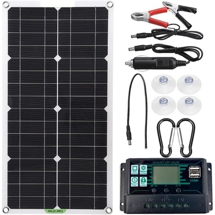 Panneau solaire Kit de panneau solaire 250W complet double 12 - 5V DC USB Avec 6 0a - 100a ...