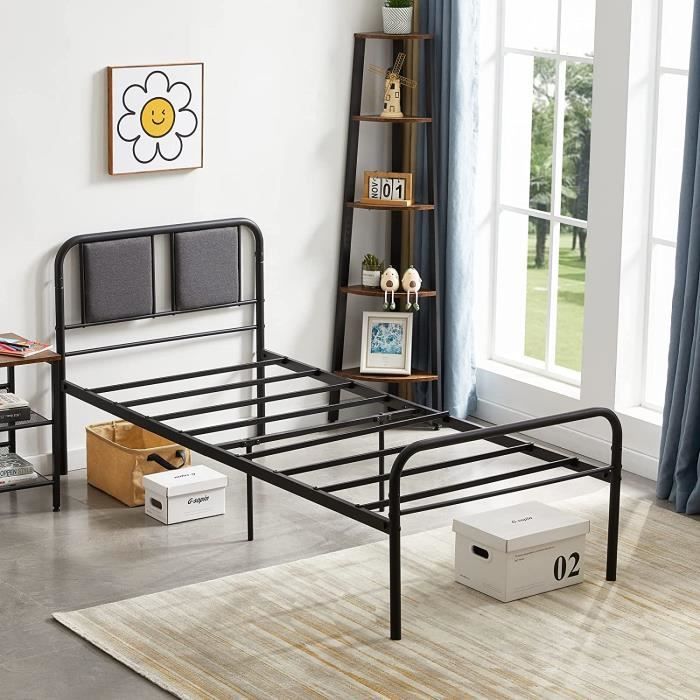 Lit Double Cadre de lit en Métal Lit Metal Lit Adulte 140x190cm avec ...
