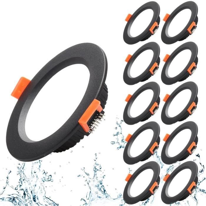 10 Pack Spot Led Encastrable Noir, Extra Plat,5W 500LM = 50W incandescence, IP44, Blanc neutre ...