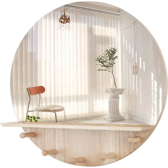 Miroir Mural Rond Avec Étagère 50 Cm Miroir Mural Rond Pour Salle De ...