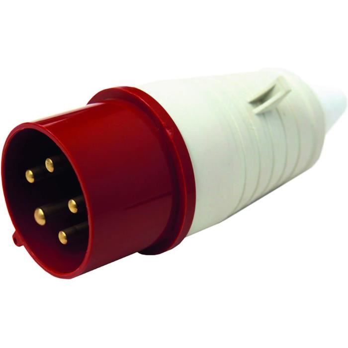 80808 Fiche Mâle Industrielle, Iec, 16A, 3P+N+T, 380V, Ip44, Rouge[n670 ...