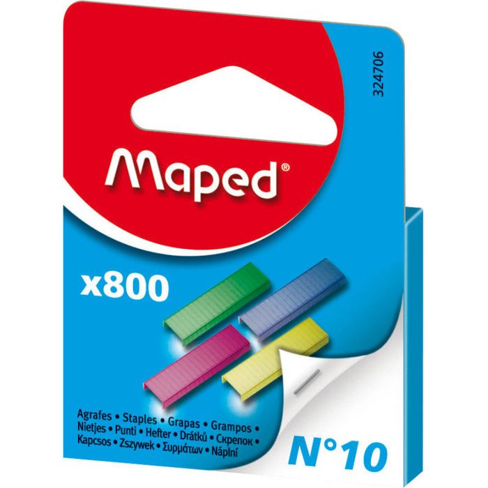 Agrafes N°10 - MAPED - Métal - Colorés - Boîte de 800 unités ...