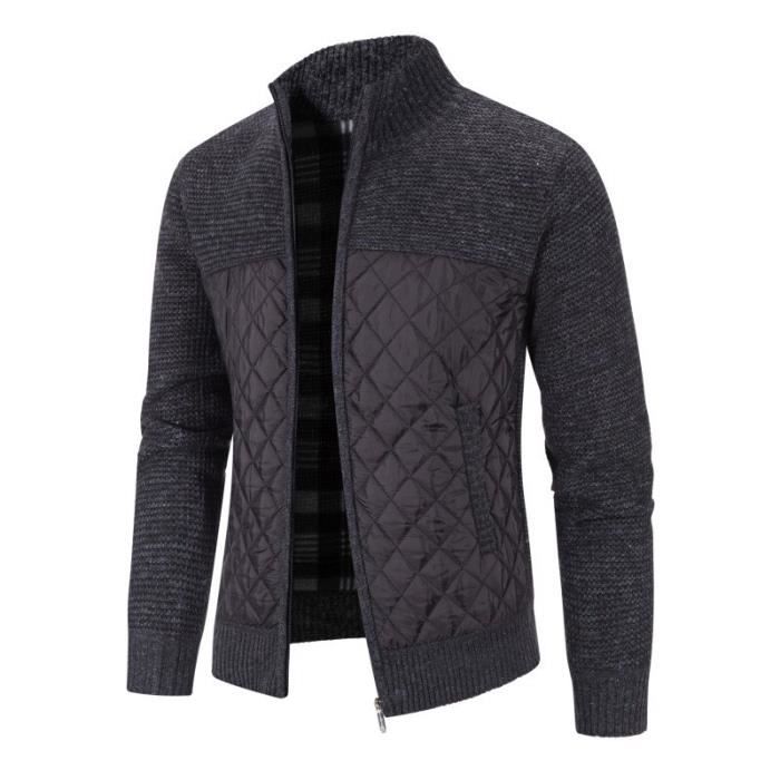 Gilet-cardigan,pull en Patchwork pour homme, manteau, Cardigan, chaud, fermeture éclair ...