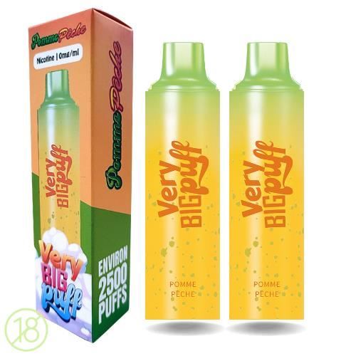 2 Méga Vapes XXL saveur pomme pêche - 2500 puffs - sans nicotine ni ...