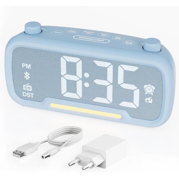 Mesqool Bluetooth Réveil avec FM Radio, Double Port USB, Lnosité et ...