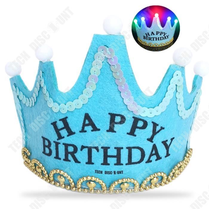Couronne lumineuse - TD® - Happy Birthday - LED clignotante - Diamètre ...