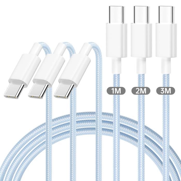 Câbles Usb C Usb C Vers Usb C 60W Cable Usb C Charge Rapide [Lot De 3, 1-2-3 M] Cable Iphone 15 ...