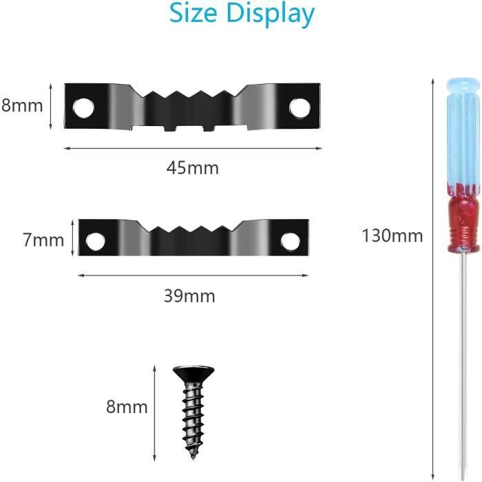 Lot de 160 crochets de suspension en dents de scie avec vis - Double trou - Pour cadre photo ...