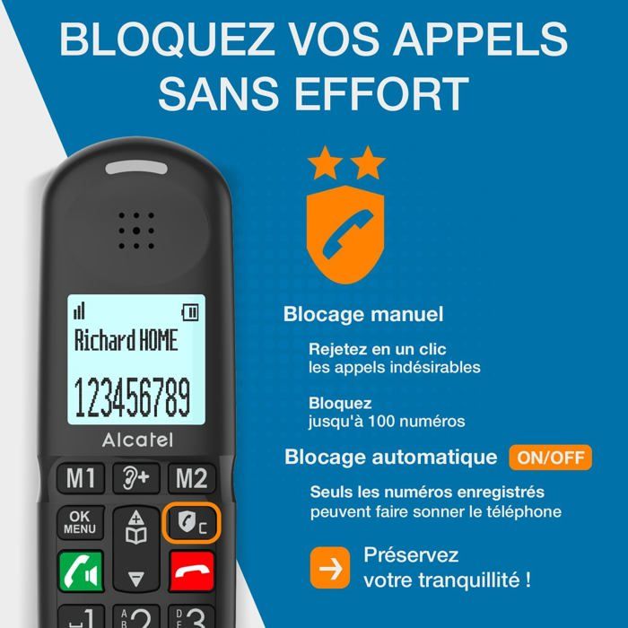 Téléphone fixe senior avec répondeur - SWROSE - Xl685 Voice Duo - Écran ...