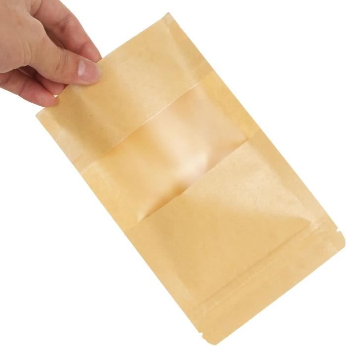 Lot De 100 Sachet Kraft Alimentaire, Sachet Craft, Sachet Kraft Zip ...
