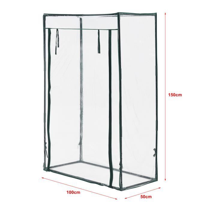 Serre de tomates Terzigno en acier et PVC à porte zippée 100 x 50 x 150 ...