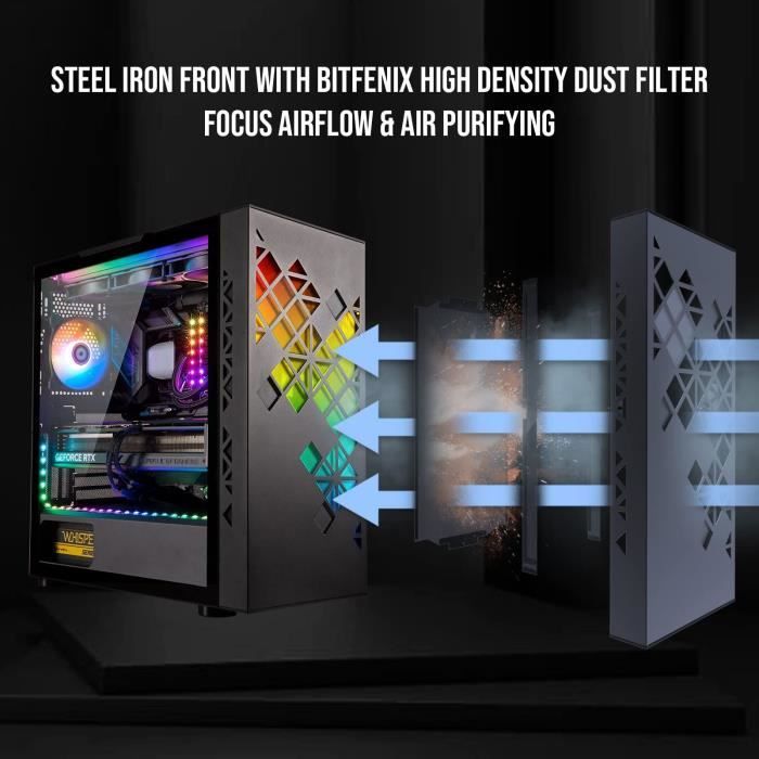 Boitier PC sans alimentation - BITFENIX Tracery ARGB (Noir) - Moyen ...