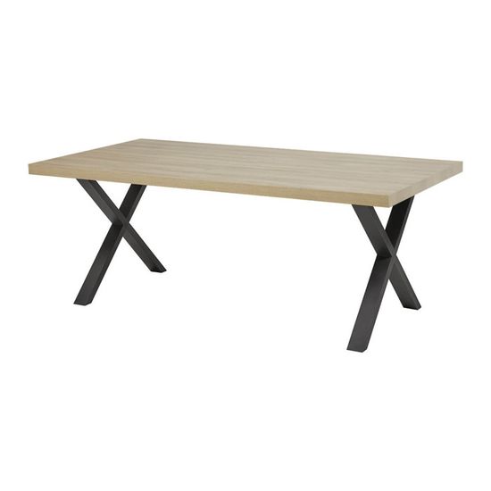 FRANK - Table 170cm Aspect Bois French Oak Piètement X Métal Noir ...