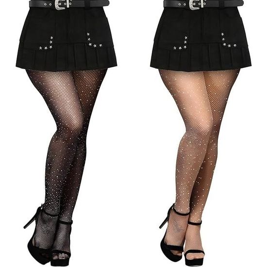 2pcs Collant Resille ,Bas Résille Taille haute,Collants à Paillettes ...