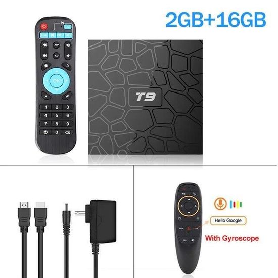 Décodeur intelligent T9 TV Box,Android 9.0,4 Go de RAM,64 Go,Dean,4K,H ...