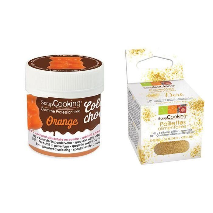 Colorant alimentaire liposoluble orange + paillettes dorées - Cdiscount ...